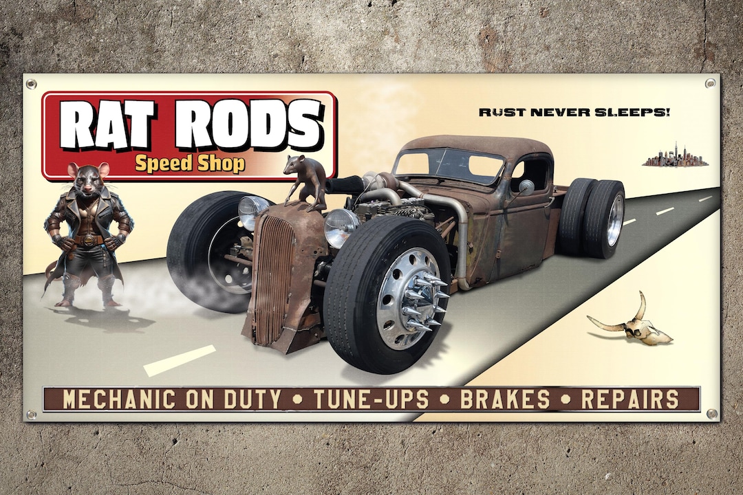 Custom Rat Rod Garage Banner - Etsy