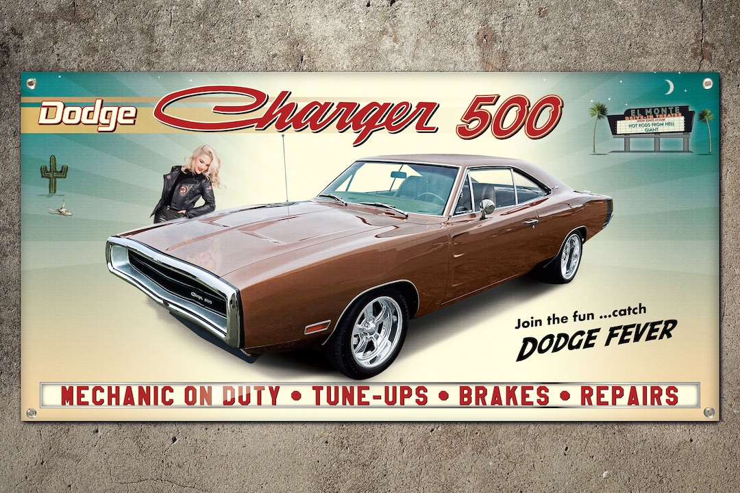 1970 Dodge Charger 500 Garage Banner - Etsy