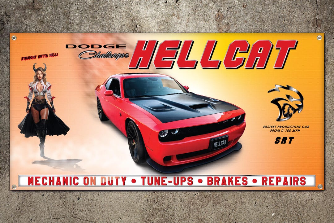 Dodge Hellcat Garage Banner - Etsy