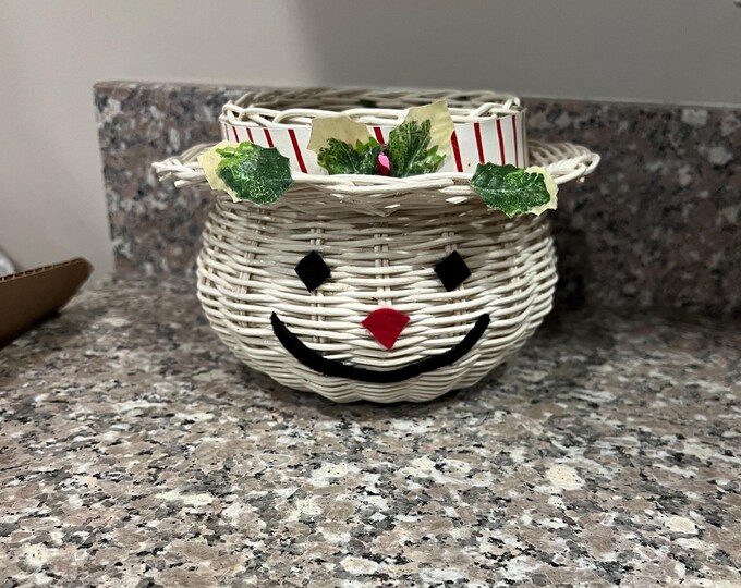Vintage Wicker Snowman Basket - Etsy