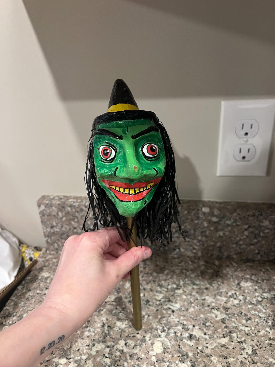 Vintage Witch Head on a Stick Rattle - Etsy