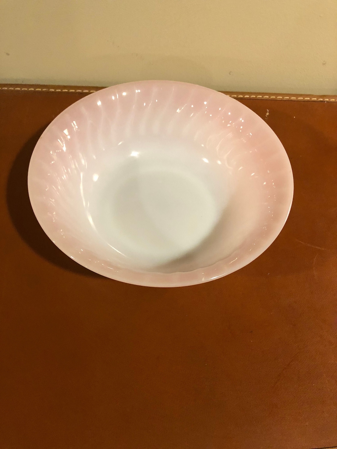 Vintage Scalloped Pink and White Fire King Bowl - Etsy