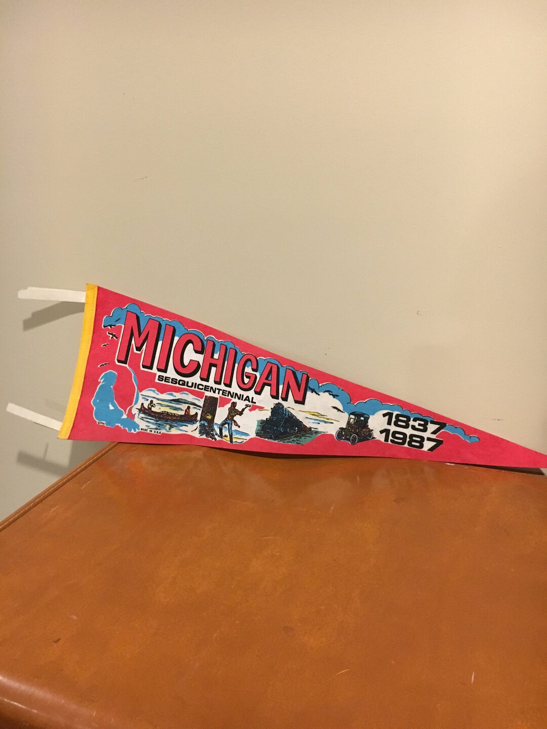 Vintage Michigan Pennant - Etsy