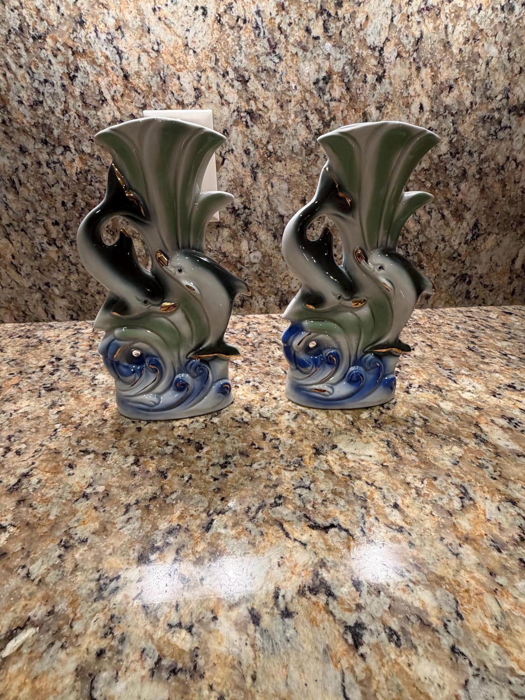 Vintage Set of Art Deco Dolphin Ceramic Vases - Etsy
