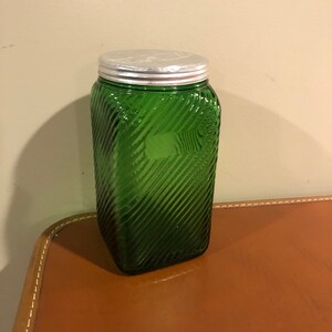 Vintage Green Glass Kitchen Canister - Etsy
