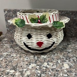 Vintage Wicker Snowman Basket - Etsy