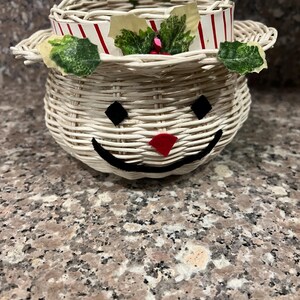 Vintage Wicker Snowman Basket - Etsy