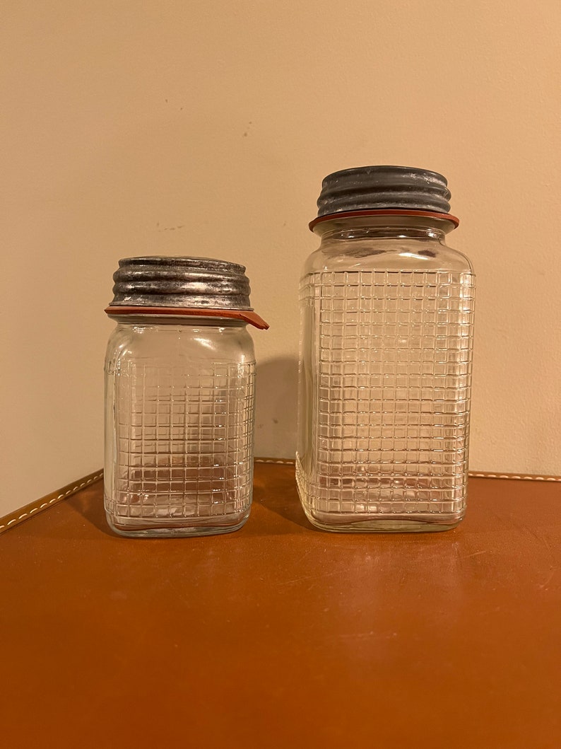 Vintage Set of 2 Hazel Atlas Checkered Mason Jar - Etsy