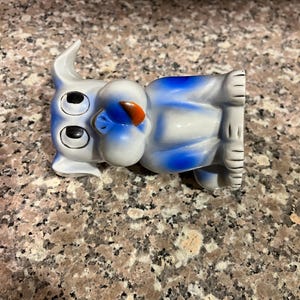 Vintage Blue Ceramic Dog Bank - Etsy