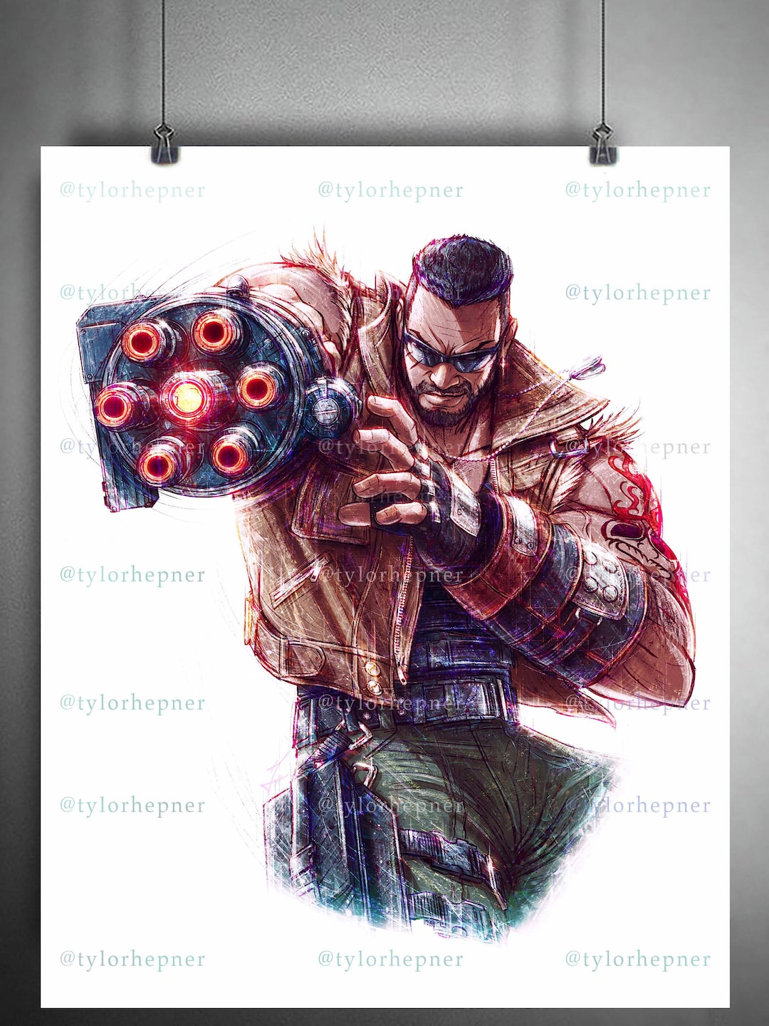 Barret Final Fantasy VII Limited Edition Fine Art Sketch Print FF7 ...