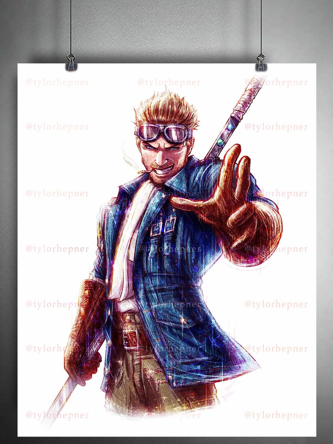 Cid Final Fantasy VII- Limited Edition Fine Art Sketch Print -FF7 ...