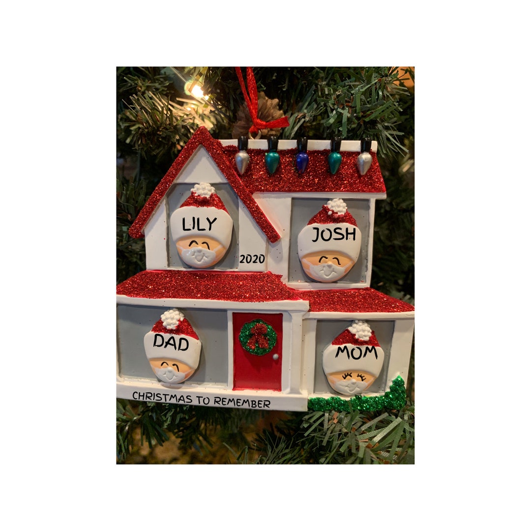 Personalized Quarantine House Christmas Ornament: Family of 4, Holiday ...