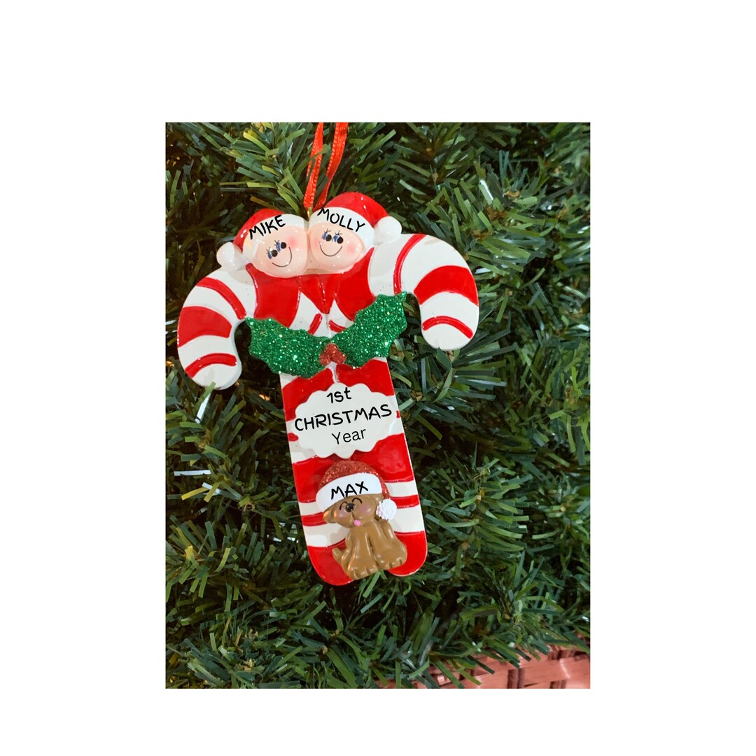 Personalized CANDY CANE Couple With Pet-pick Your Pet on Page - Etsy