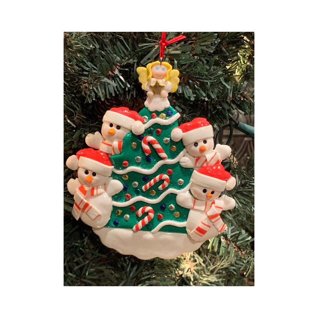 SNOW FAMILY TREE 4 - Personalized Christmas Ornament - Etsy