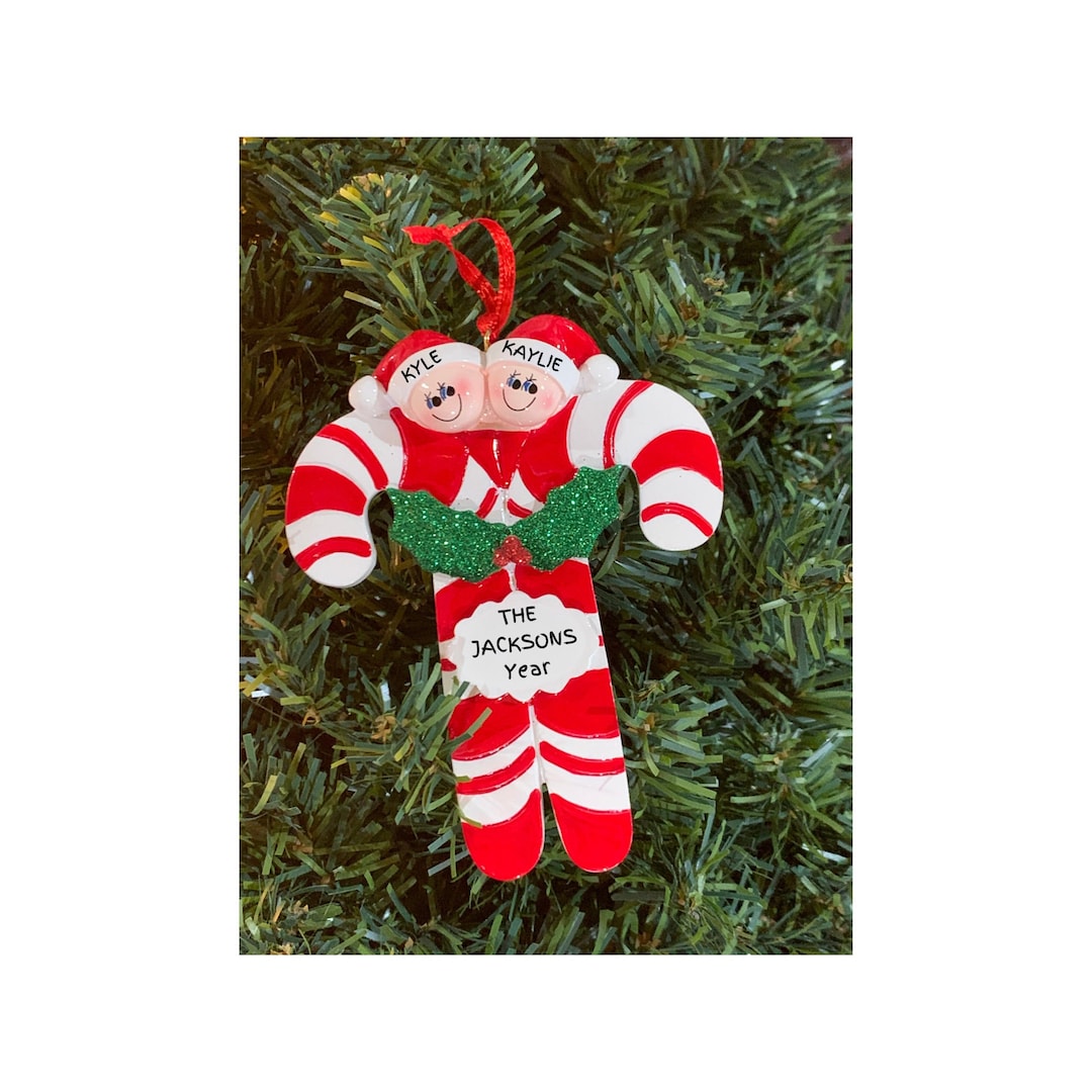 Personalized Candy Cane Couple-candy Cane Sweet Hearts-couple Ornament ...