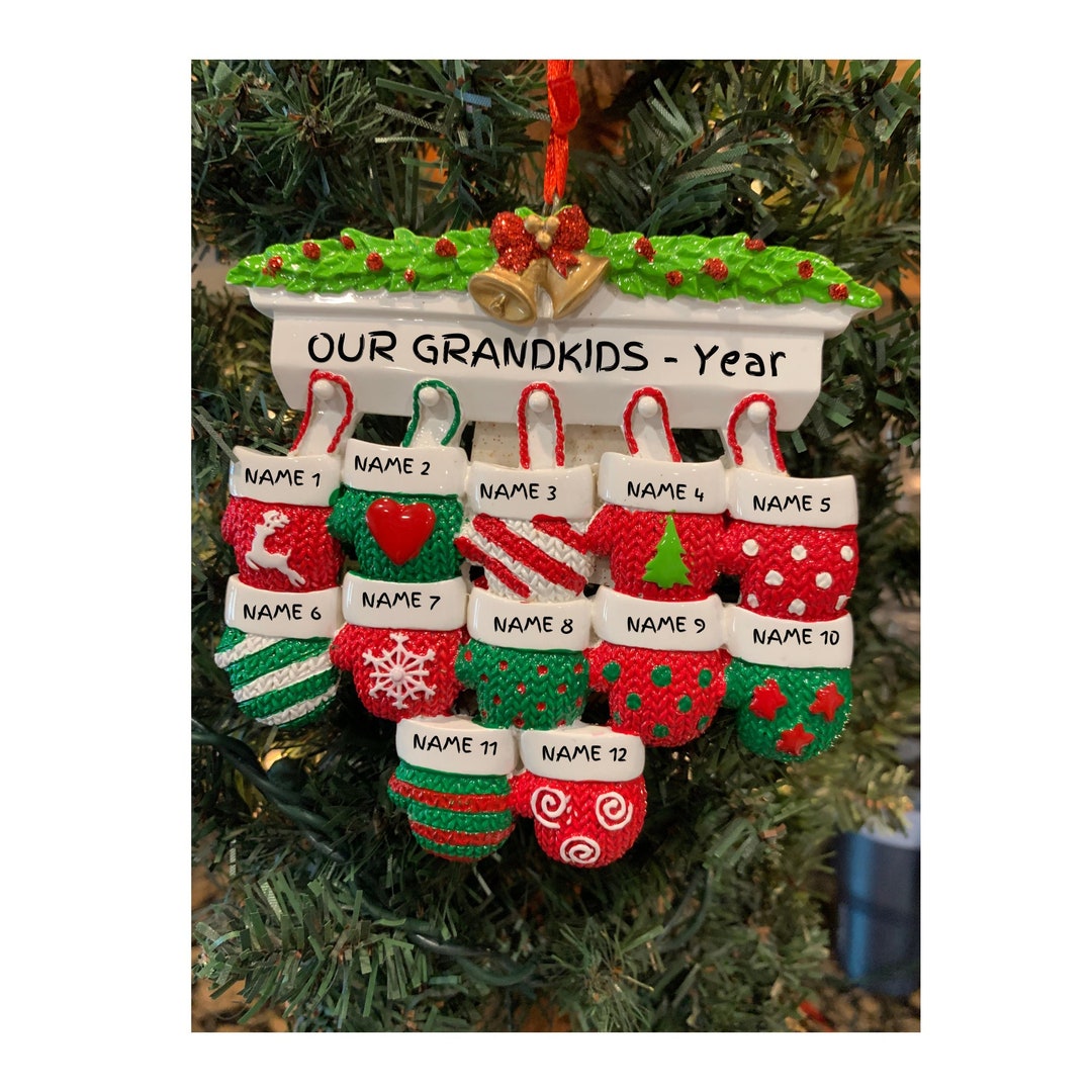 Personalized Mitten Family Ornament: Grandparents & Grandchildren, up ...