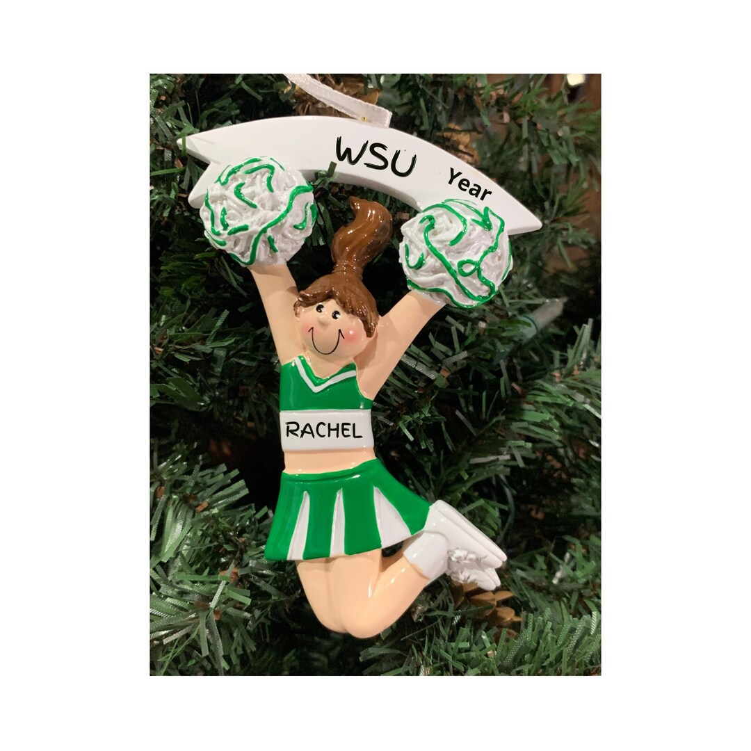 Personalized Cheerleader Ornament Green-cheerleading Ornament ...