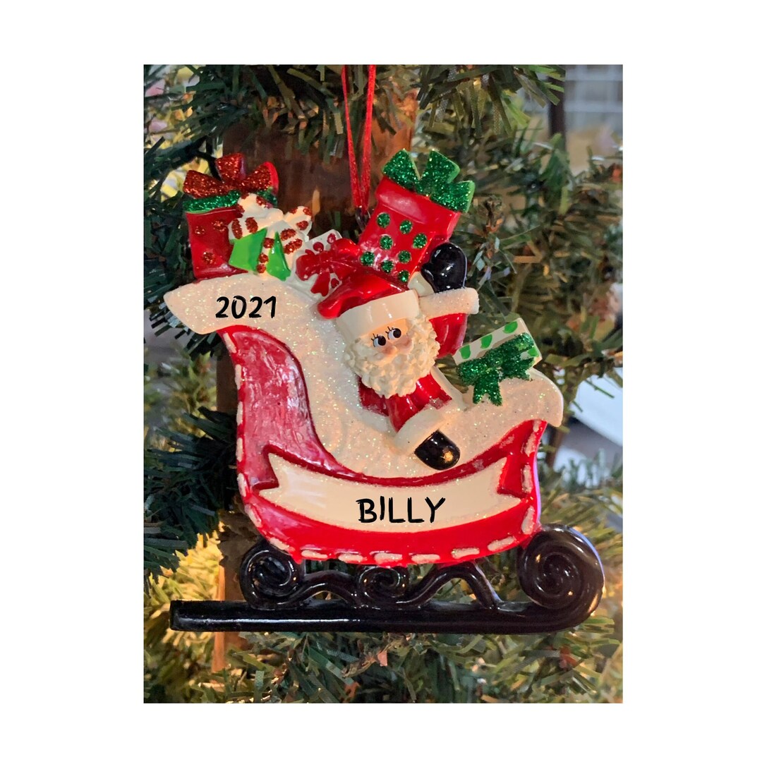 SANTA SLEIGH Ornament-personalized Santa Ornament-santa Sleigh - Etsy