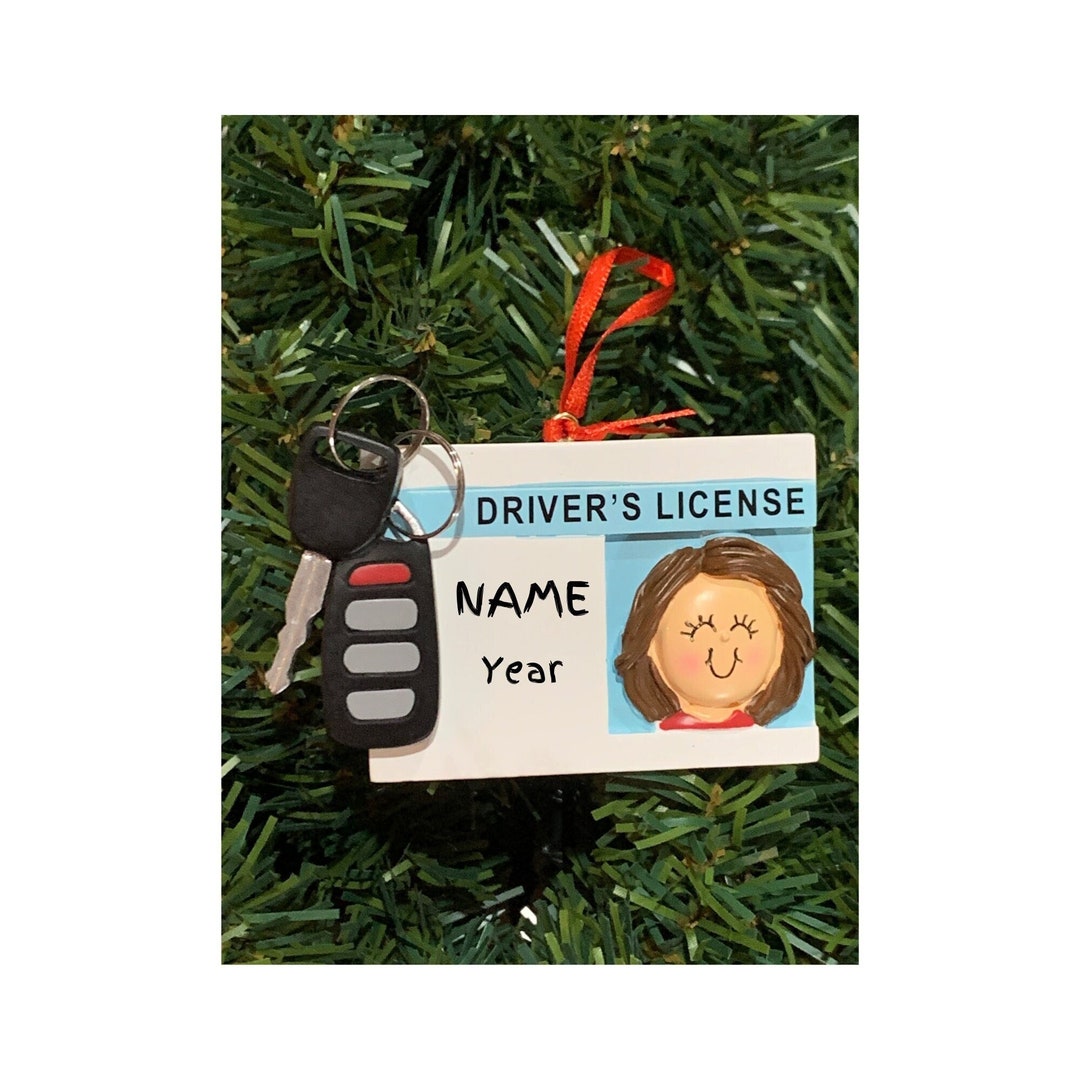 Driver License Key FOB - Brunette Girl - Etsy