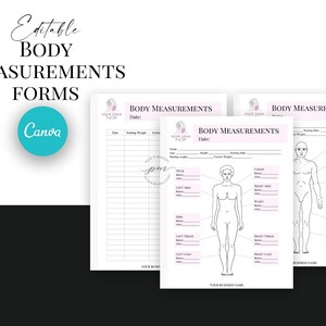 Editable Body Measurements Chart Template Body Contouring - Etsy Australia