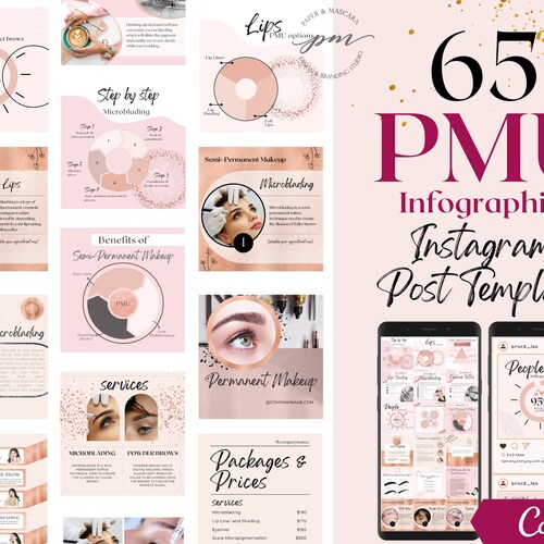 Permanent Makeup Instagram Post Templates Editable PMU Social - Etsy