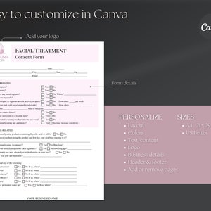 Facial Treatment Consent Form Template, Esthetician Client Forms ...