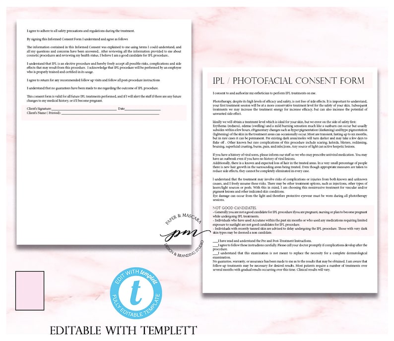 Photo Facials Florm IPL Consent Form IPL Facial Consent | Etsy