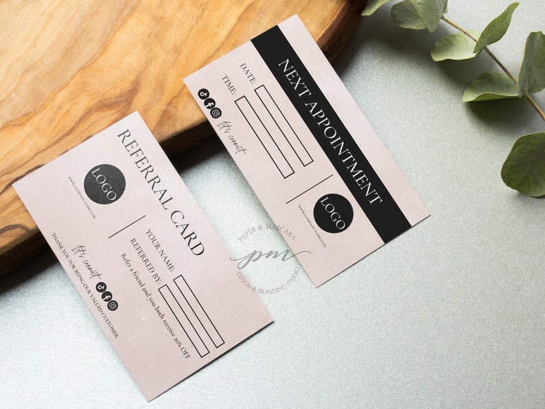 Pink Referral Card Template Editable Next Appointment Card | Etsy