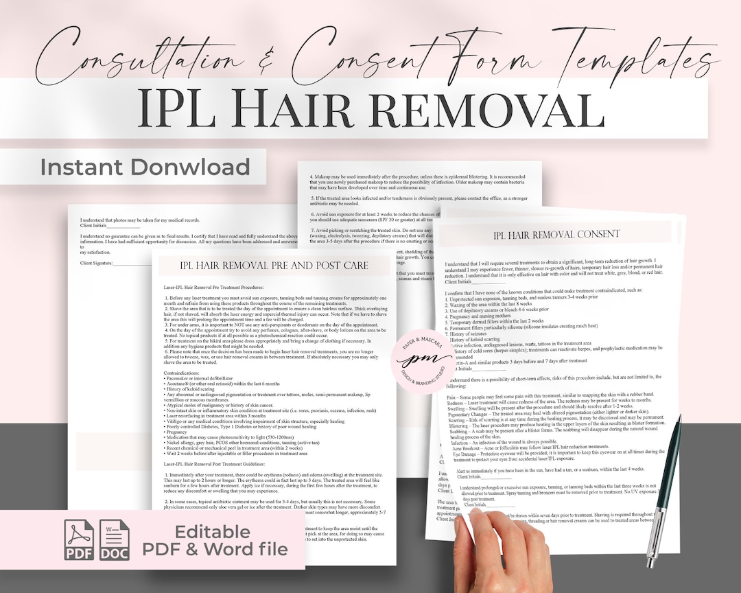 IPL Hair Removal Consent Form Template, IPL Hair Removal Aftercare ...