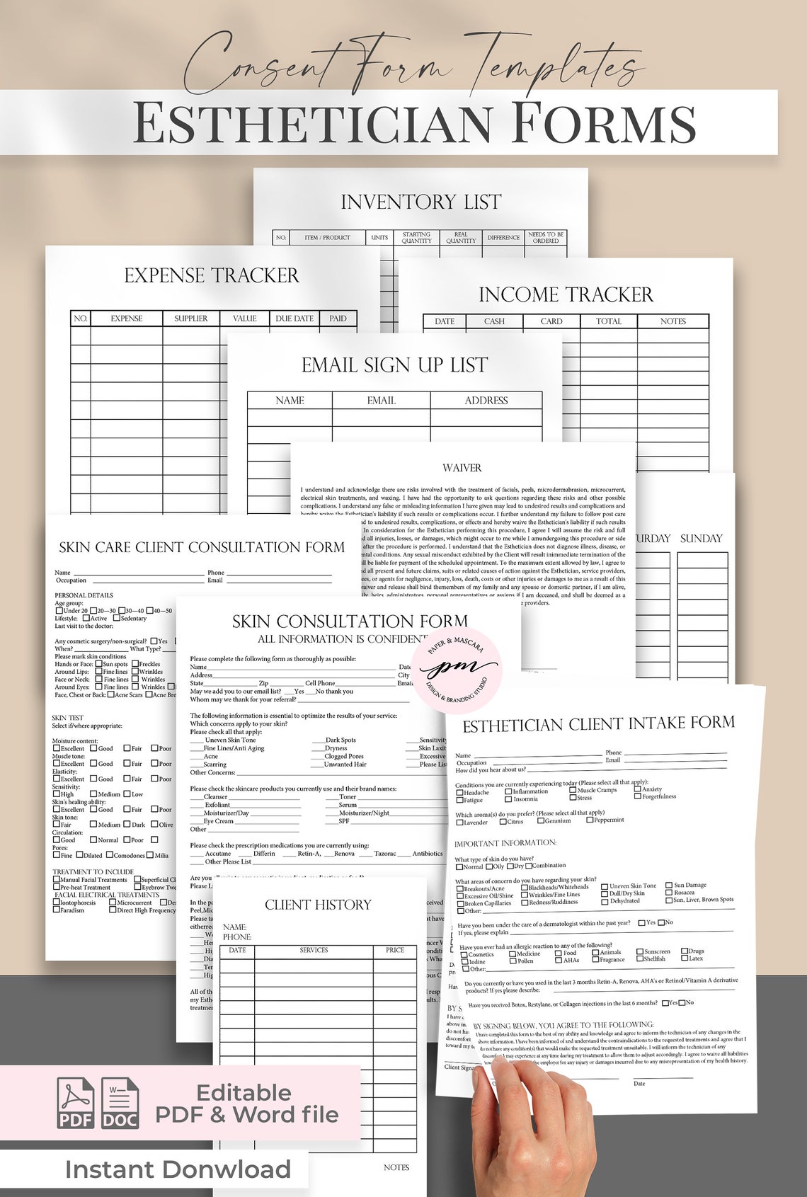 Esthetician Client Intake Form Template Skin Care - Etsy