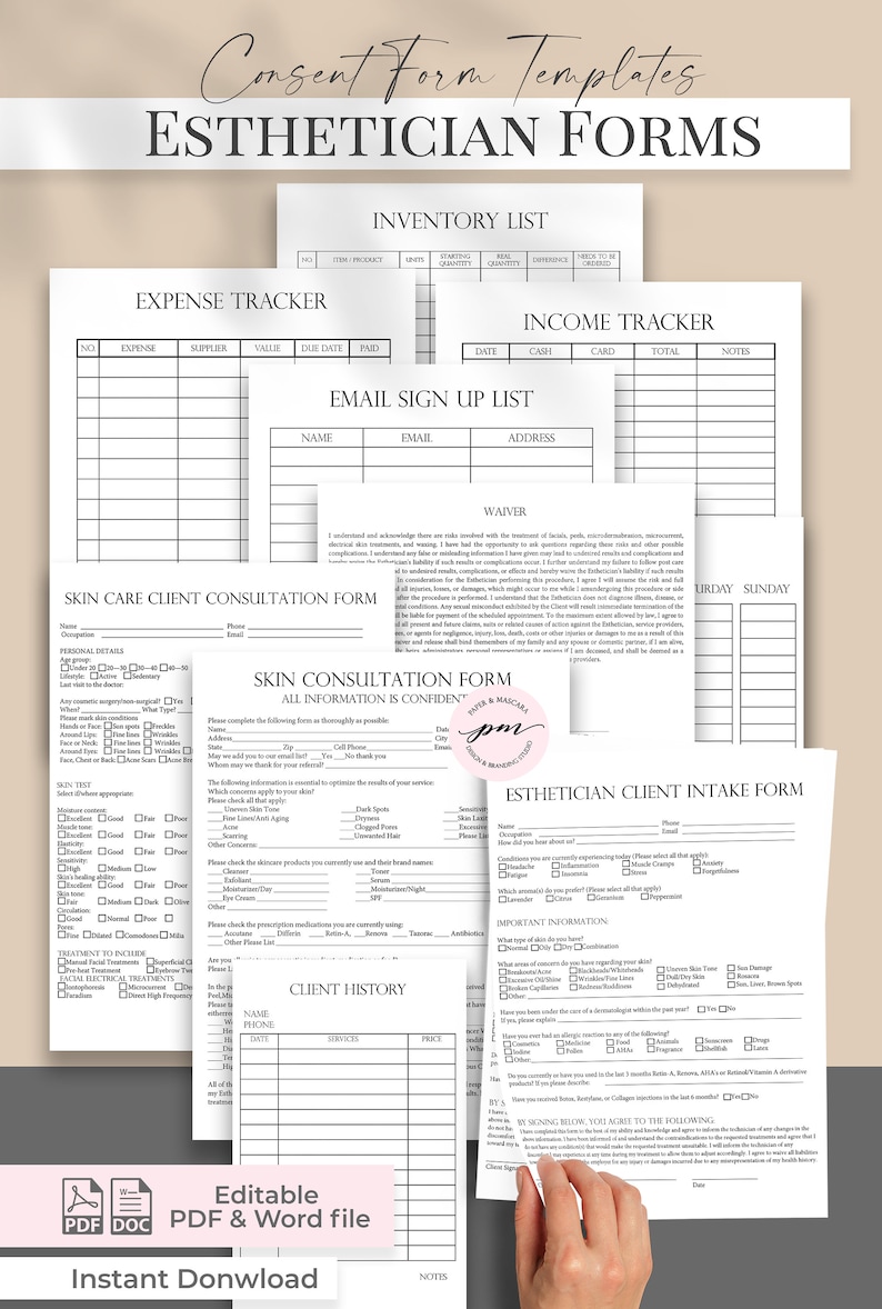 Esthetician Client Intake Form Template Skin Care - Etsy