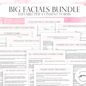 Facials Forms Bundle, Customizable Esthetician Consent Forms, Skin Care ...