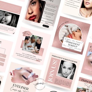 Permanent Makeup Course Instagram Post Templates, Editable PMU Social ...