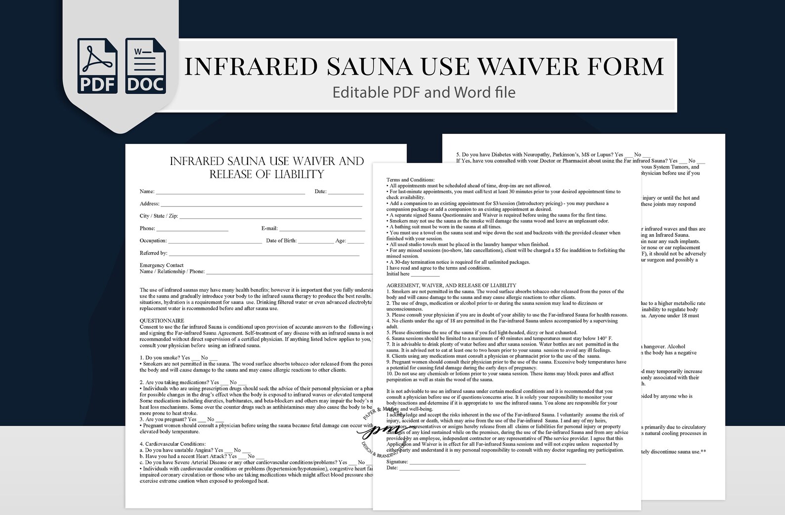 Infrared Sauna Consent Form, Sauna Detox Consent Forms, Liability ...