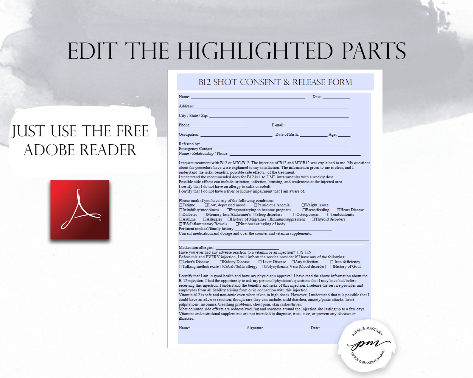 B12 Shot Consent Form Template Facial Fillers Consent - Etsy