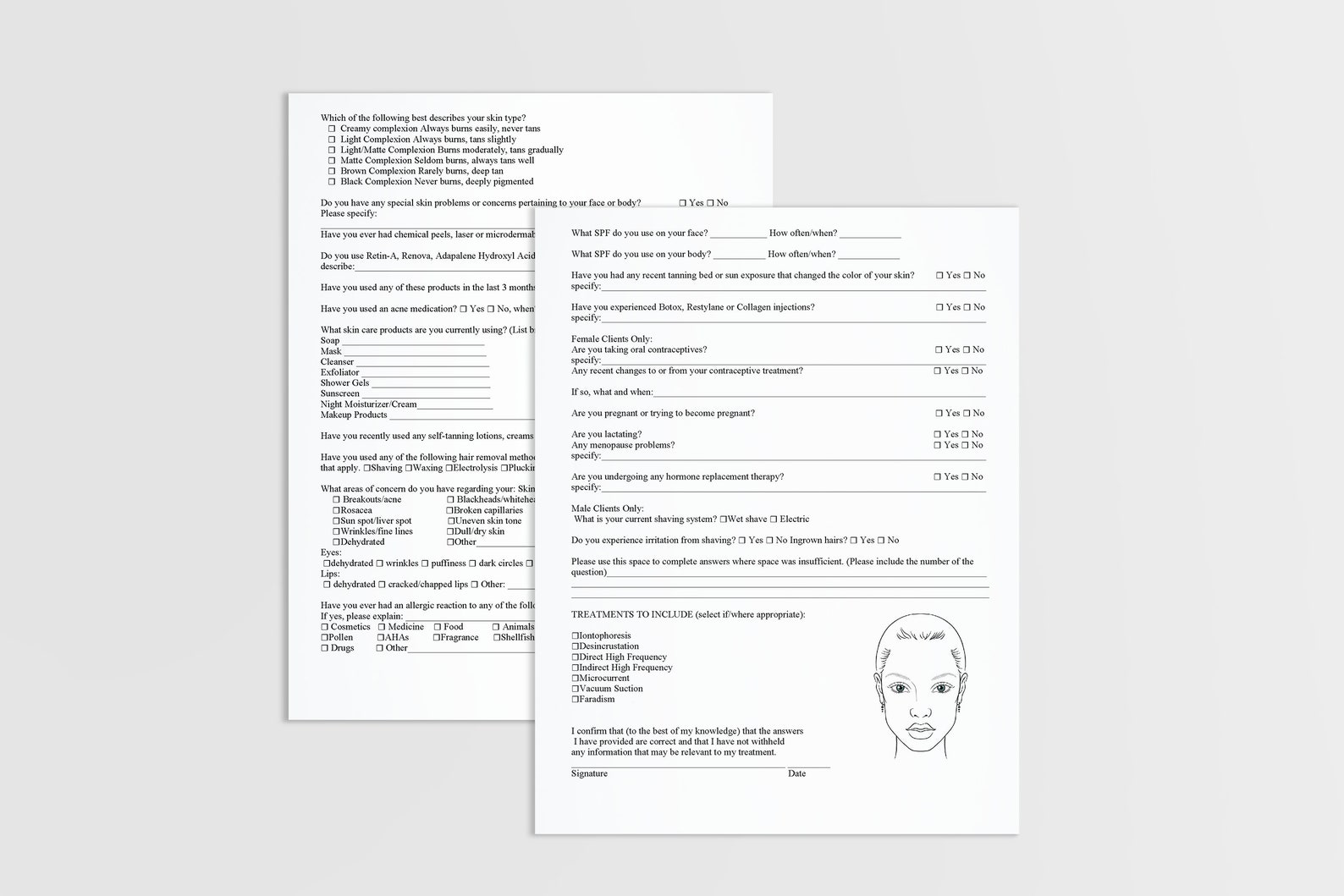 Electric Facial Consent Form Template Facial Consultation - Etsy