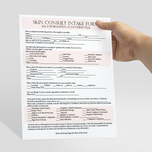 Skin Care Client Consultation Form, Facials Spa Form, Salon Form ...