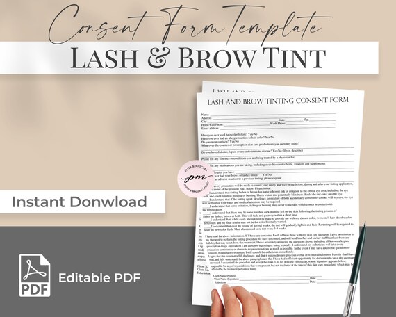 Lash and Brow Tinting Form Template Tinting Consent Form - Etsy