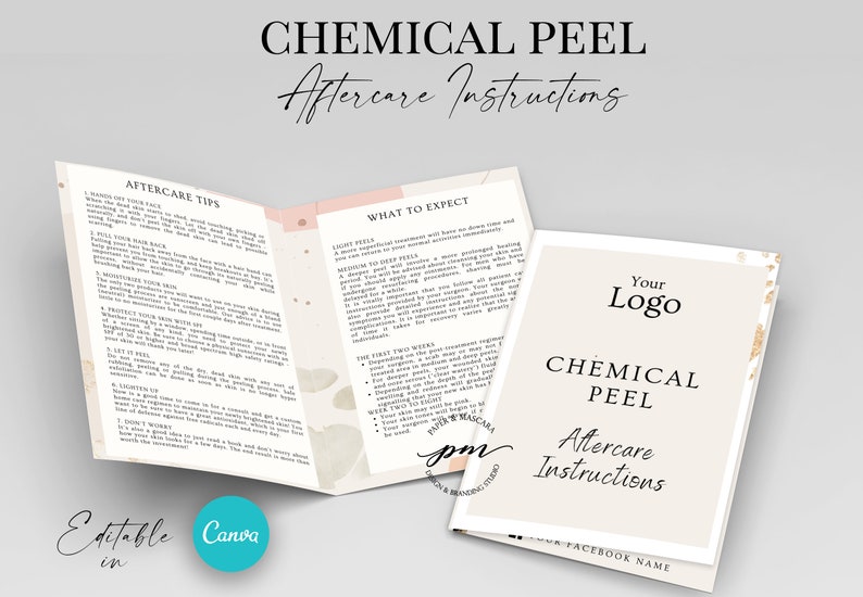 Editable Chemical Peel Aftercare Instructions Card, Editable Chemical ...