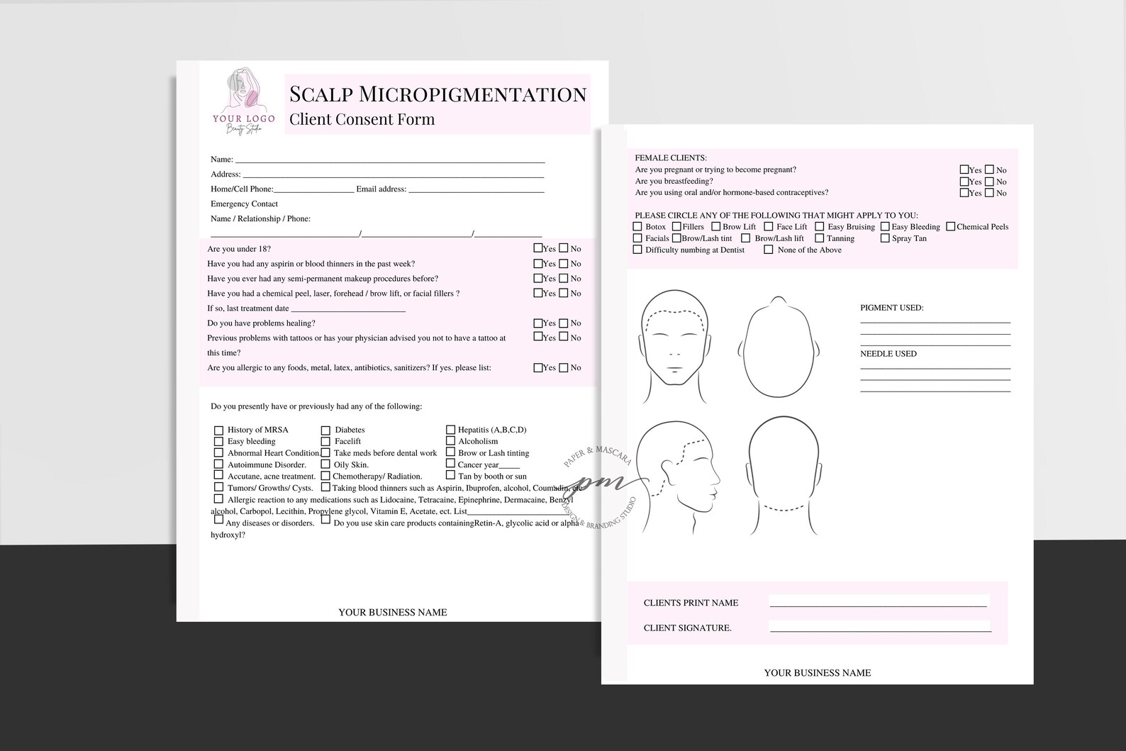 Editable Scalp Micropigmentation Form Template Scalp | Etsy