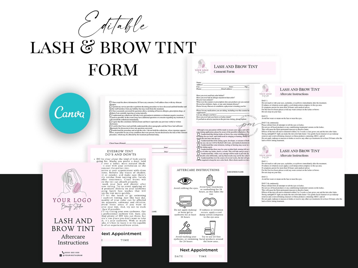 Editable Lash and Brow Tinting Form Template Lash Tinting - Etsy