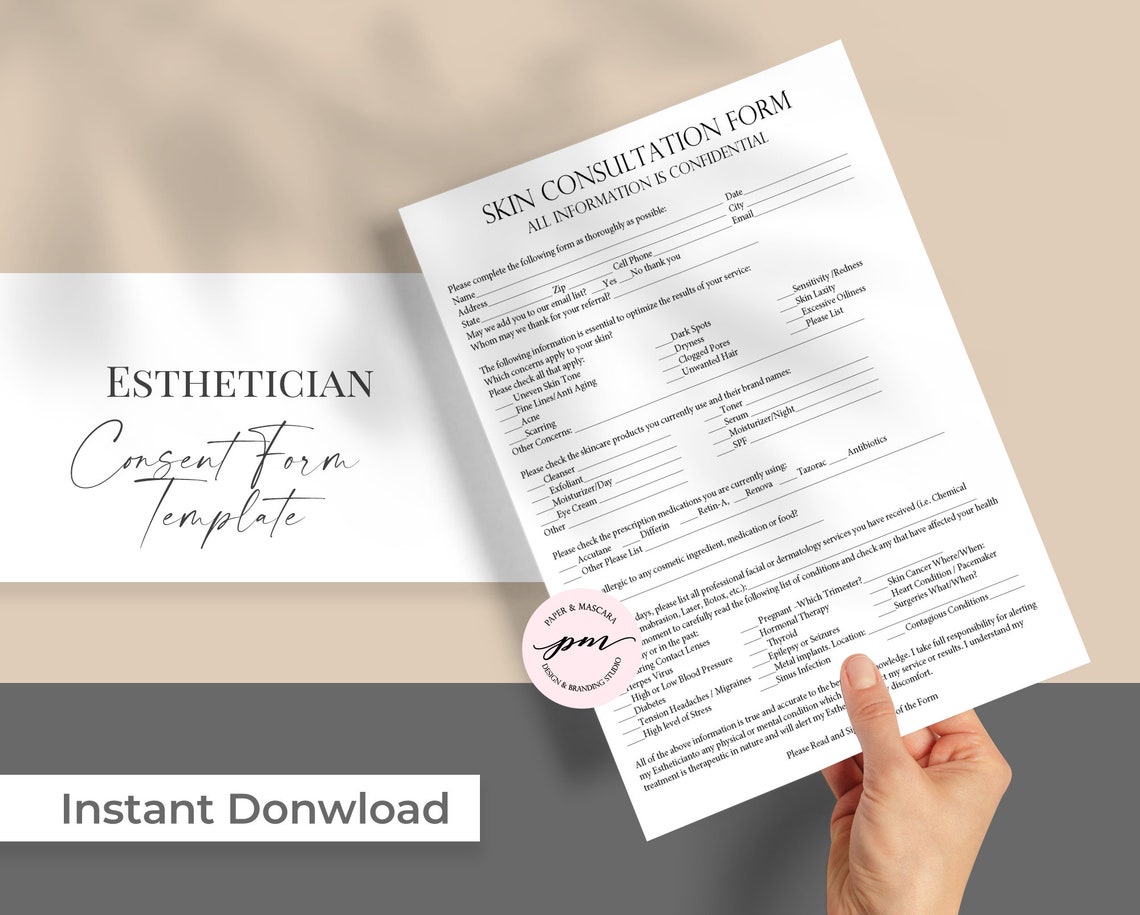 Esthetician Client Intake Form Template Skin Care - Etsy