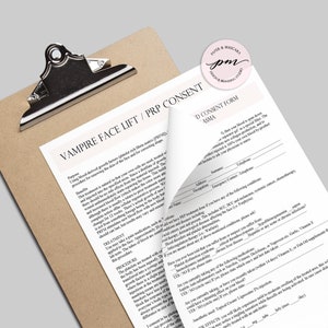 Vampire Facials Florm, PRP Consent Form, PRP Facial Consent Form ...