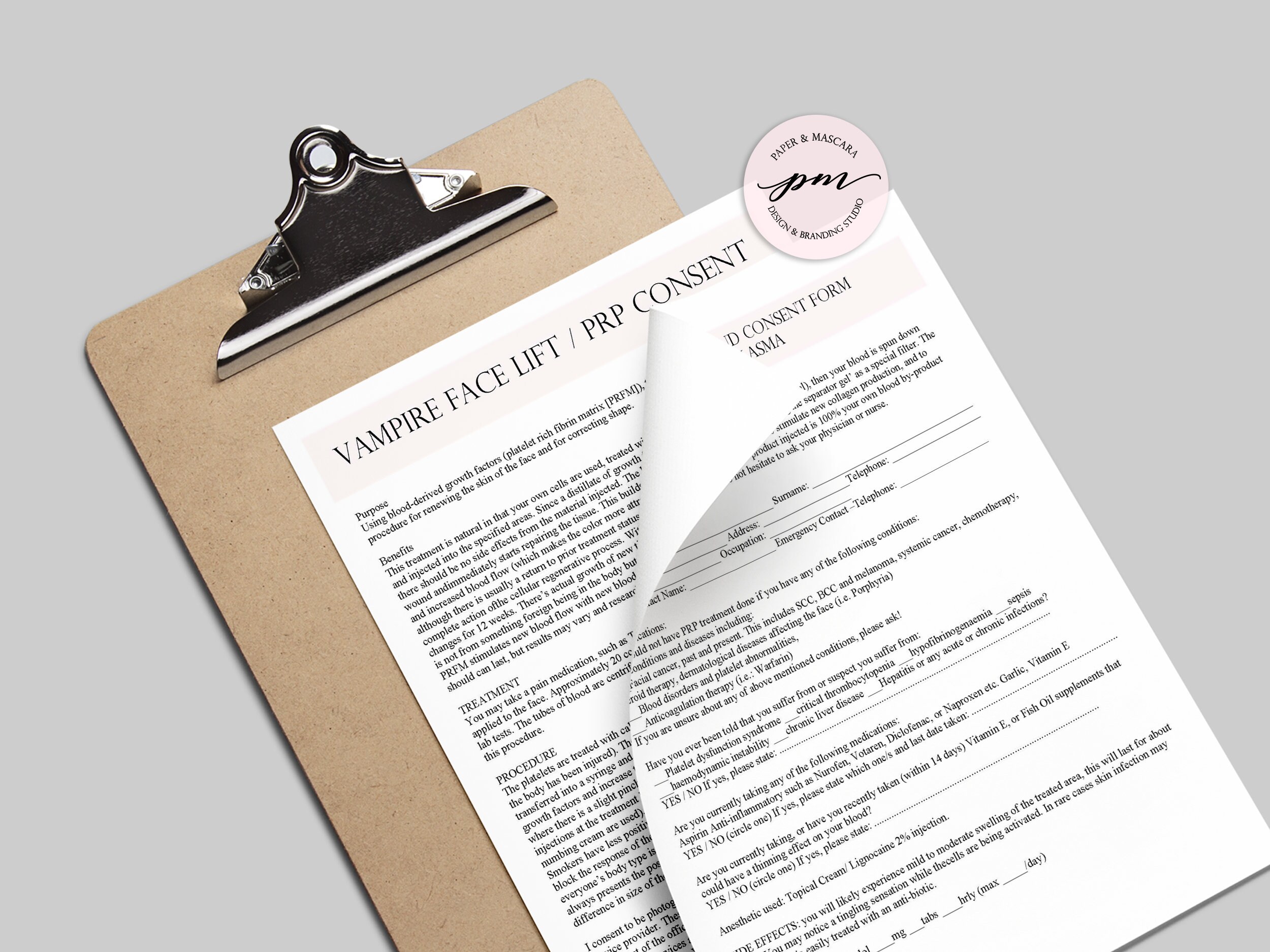 Vampire Facials Florm PRP Consent Form PRP Facial Consent - Etsy