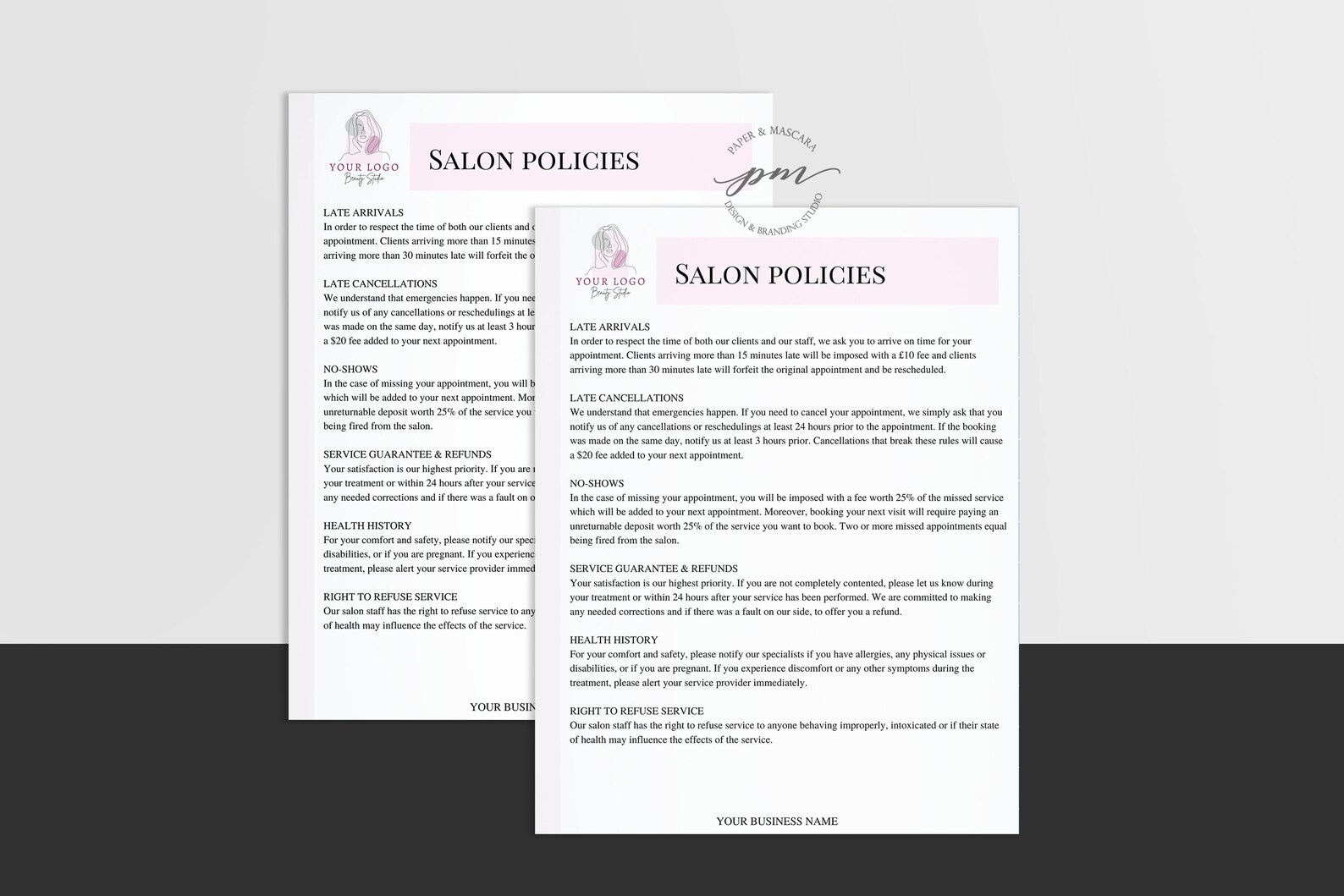 Editable Salon Policies Template Editable Spa Policies - Etsy