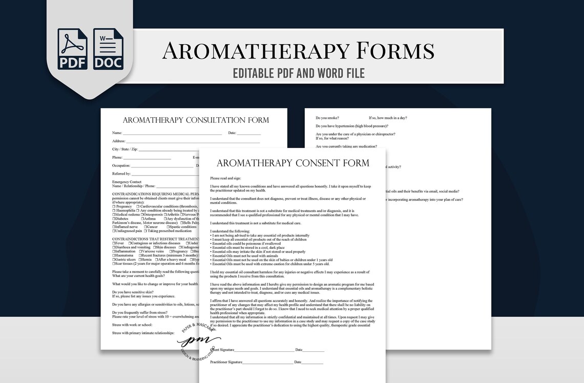 Aromatherapy Consent Form Aromatherapy Client Consultation - Etsy Canada