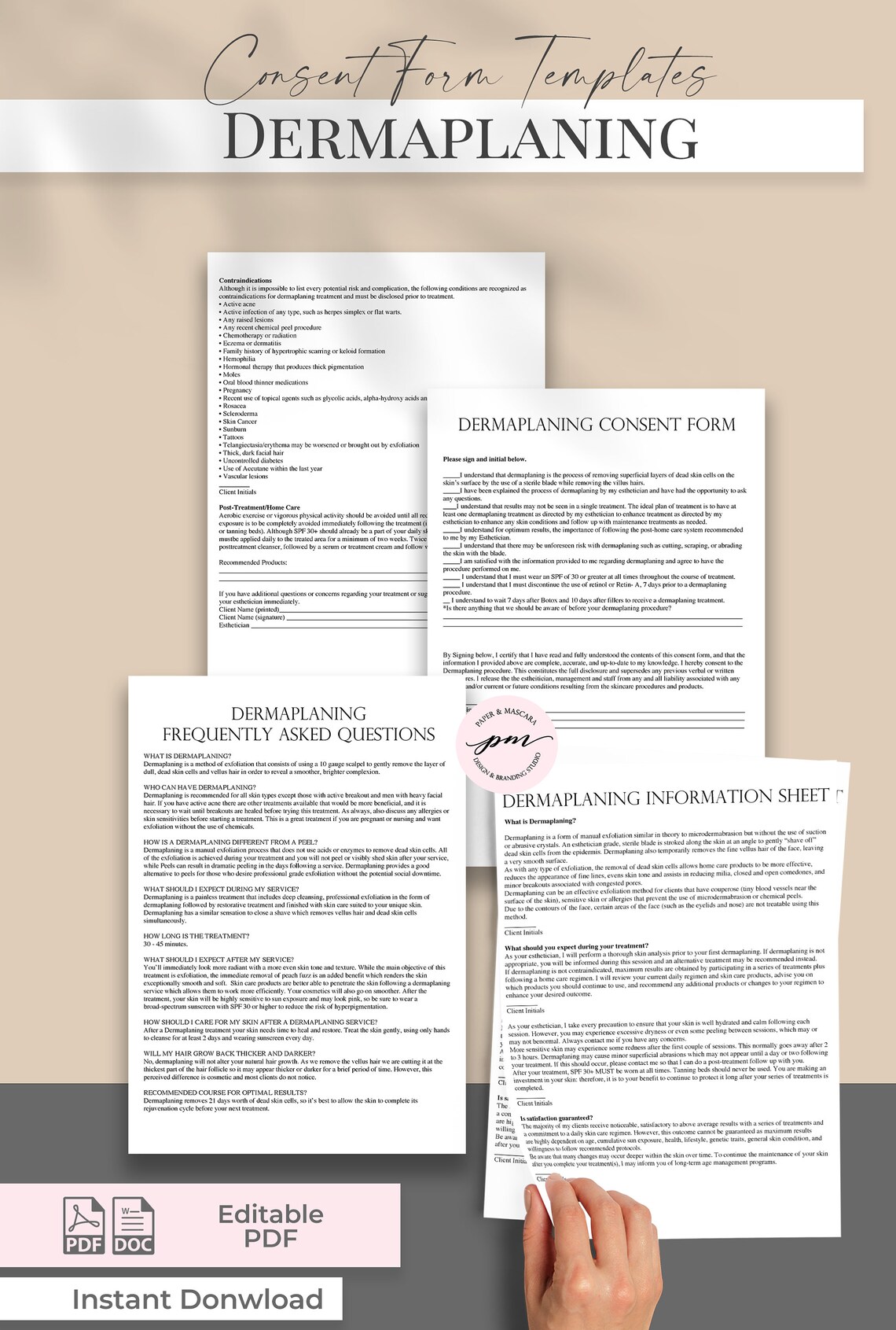 Editable Dermaplaning Form Template, Customizable Dermaplaning Consent ...