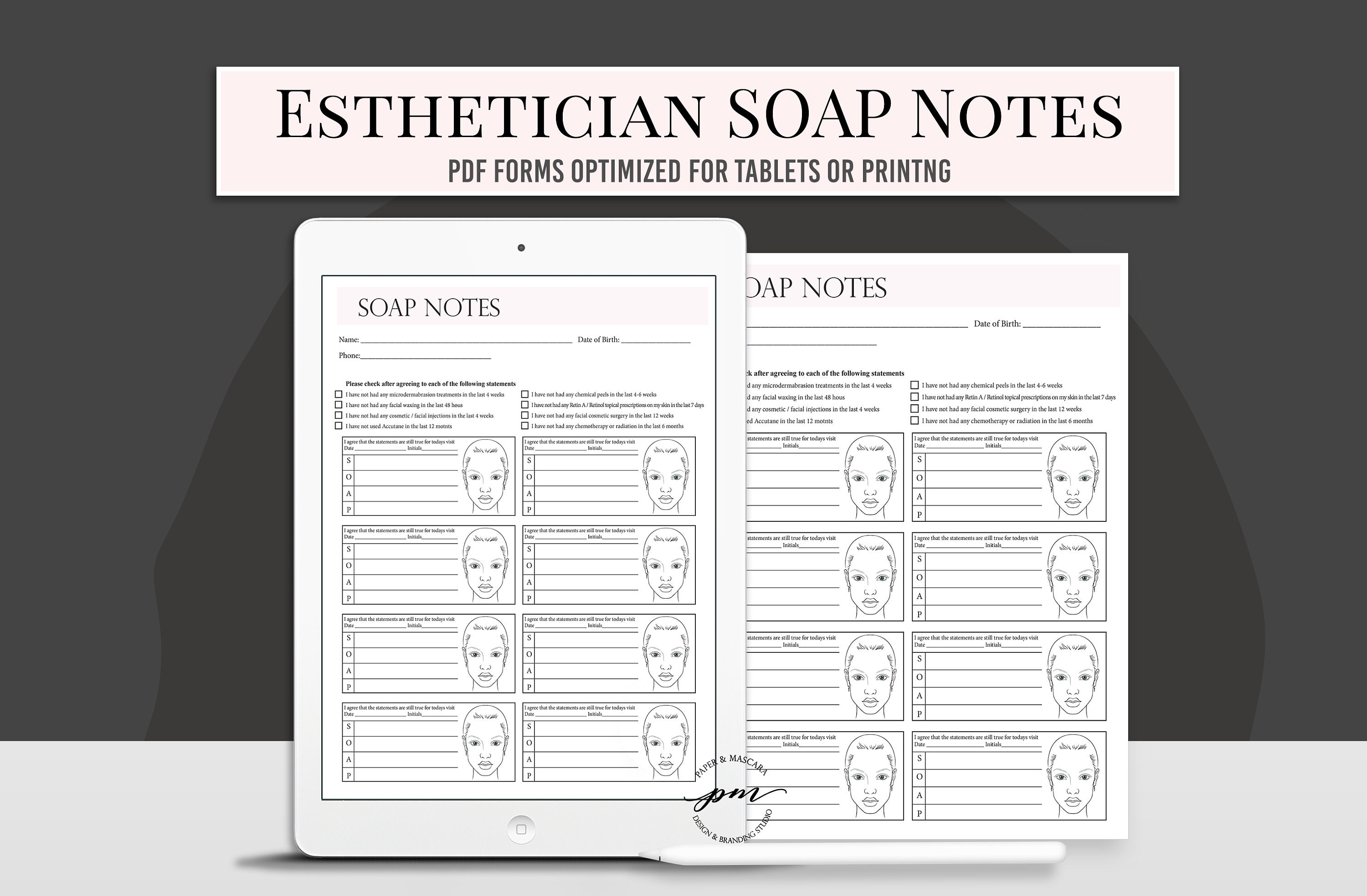 Esthetician SOAP Notes Clickable Esthetician Consultation - Etsy