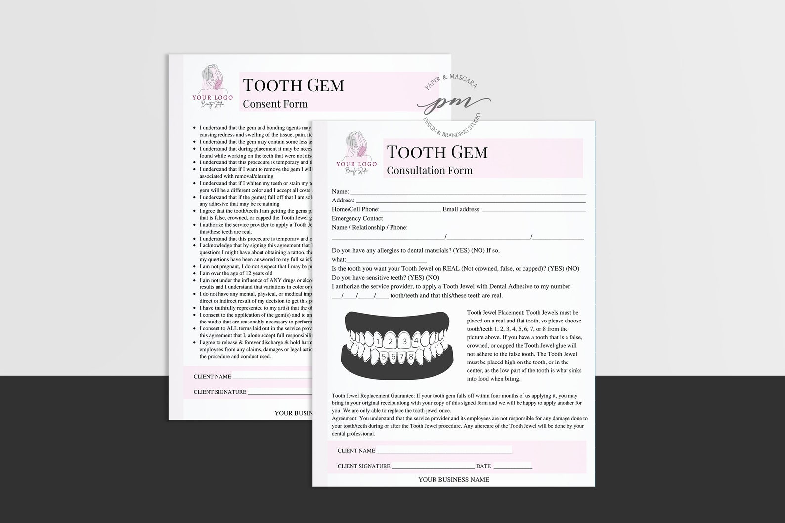 Editable Tooth Gem Consent Form Tooth Gem Waiver and Intake | Etsy
