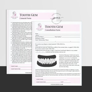 Editable Tooth Gem Consent Form Tooth Gem Waiver and Intake - Etsy